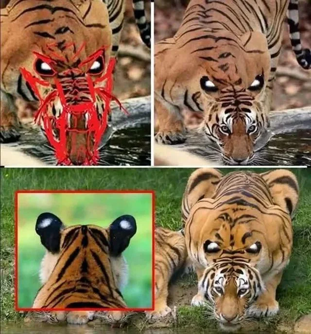 The white spots you see behind the tiger's ears are called ocelli, and ...