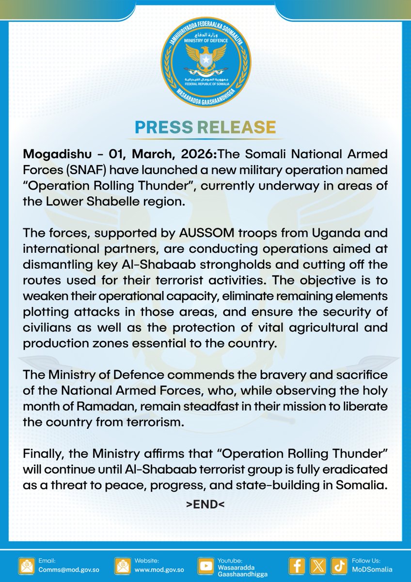 PRESS RELEASE SNAF has launched “Operation Rolling Thunder” in Lower ...