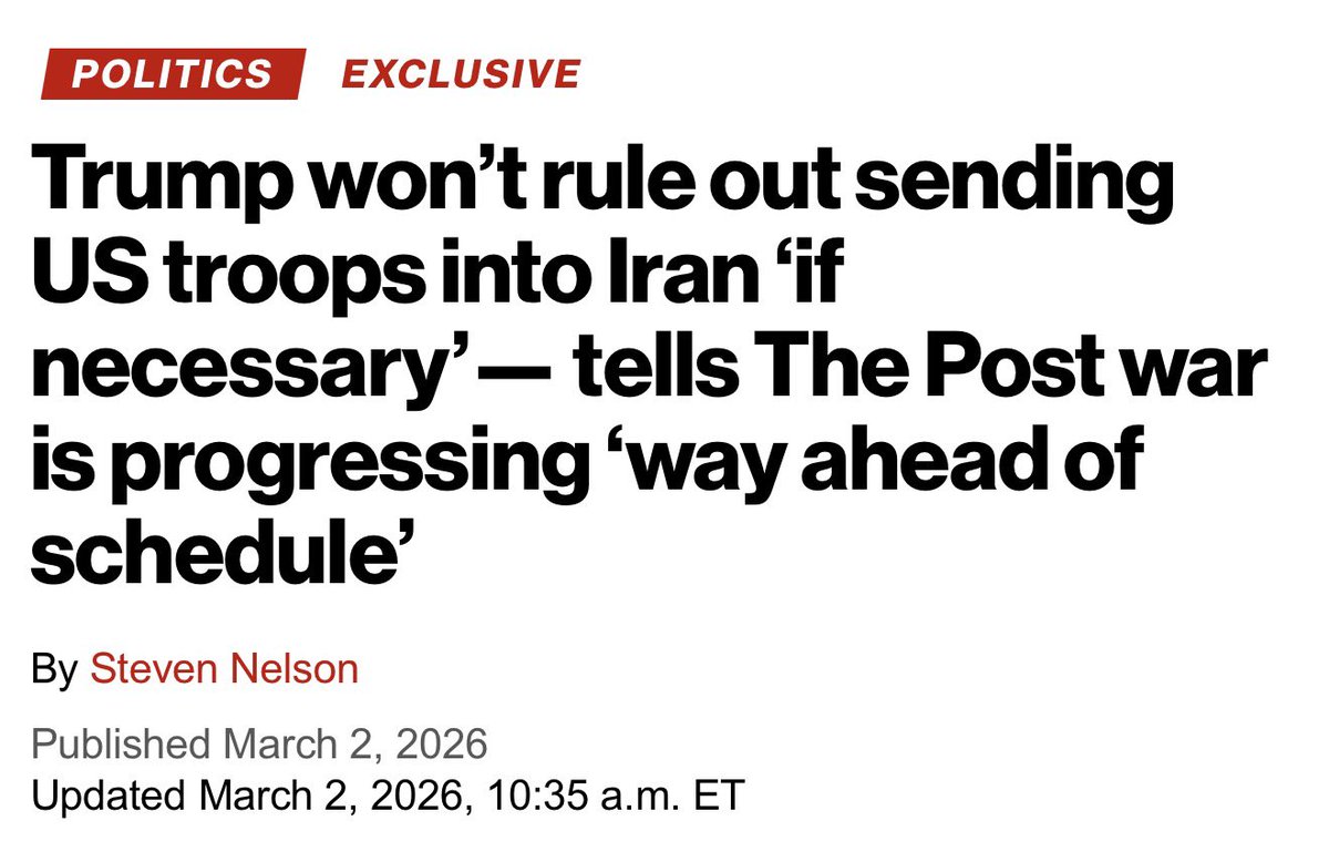 @teddygundy Trump will not rule out boots on the ground in Iran as well ...