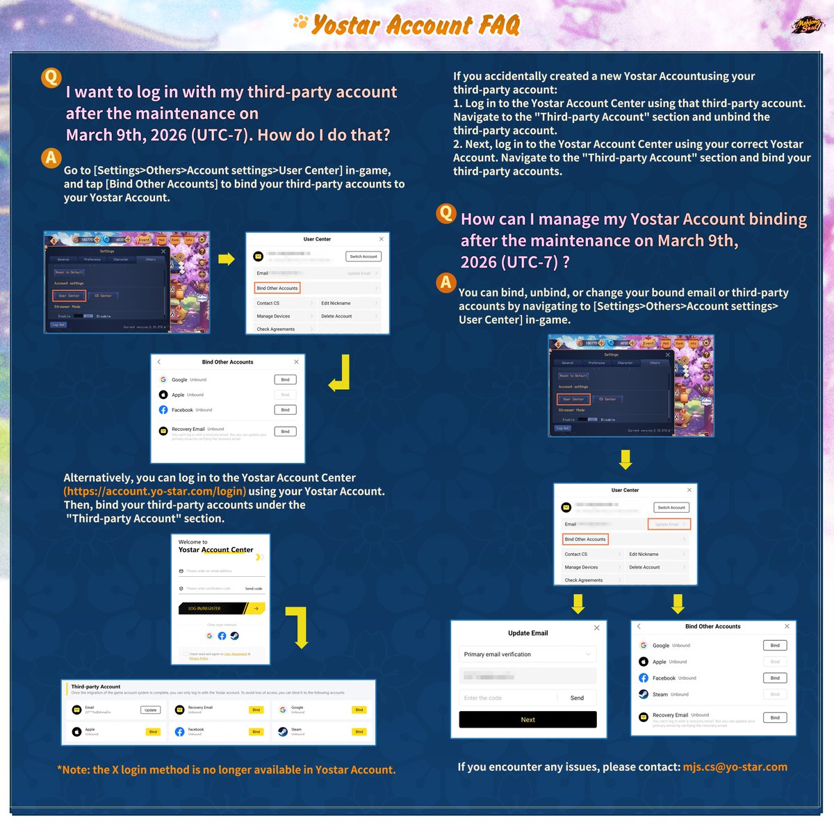 [Yostar Account FAQ II] Dear Jyanshi Sama, The Yostar Account system ...