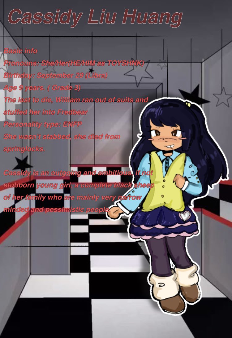 MCI REFERENCE SHEETS (1/8) Cassidy!!!! #fnaf #fnaffanart #cassidyfnaf