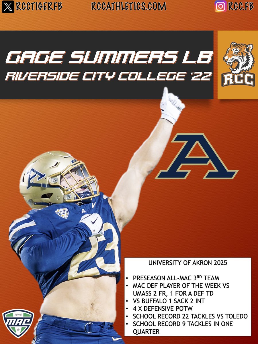 RCC Standout LB Gage Summers just finished his Senior year of D1 ...