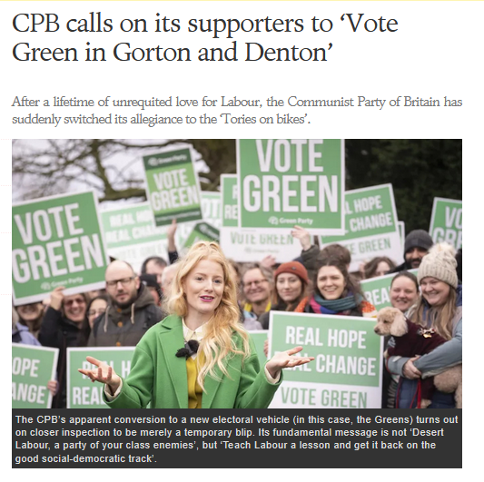 CPB calls on its supporters to ‘Vote Green in Gorton and Denton’ After ...