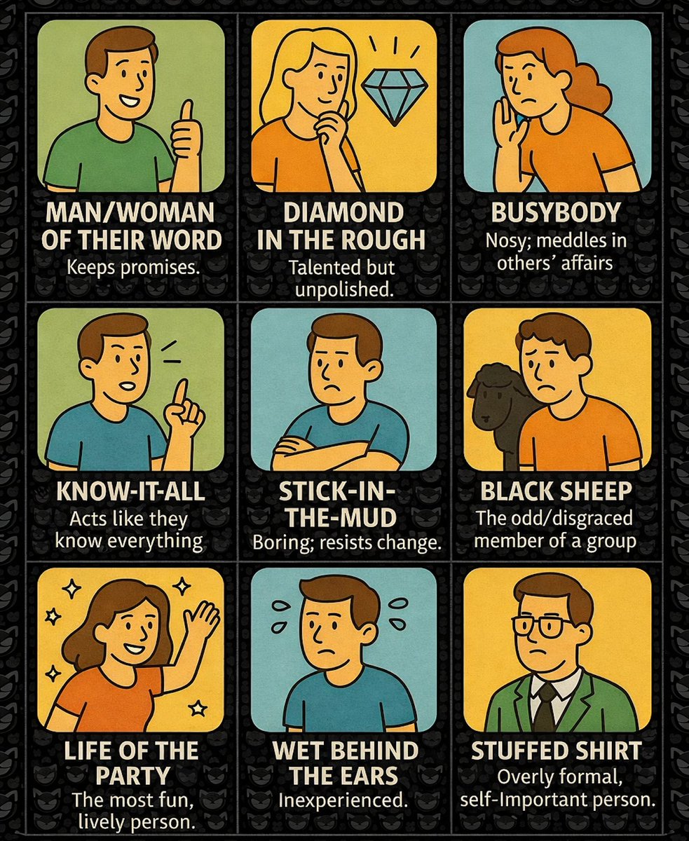 Idioms Describing People 🔹Man/woman of their word = Someone who keeps ...