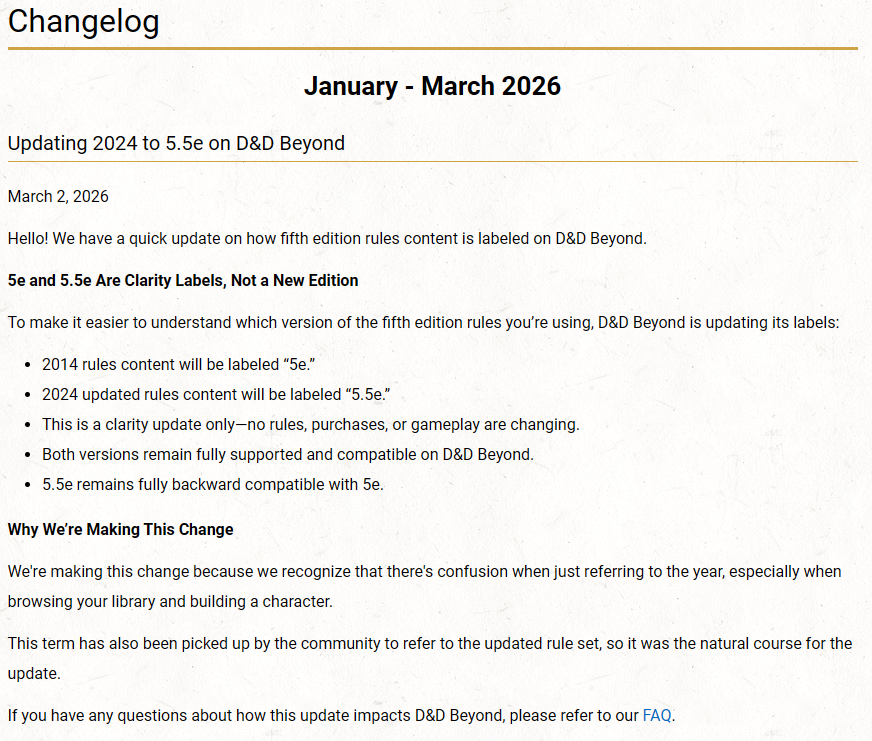 3/2のアップデートをもって、少なくともD&D Beyond 状ではD&D 2024は5.5eと表現することになりました。 #DNDJ # ...