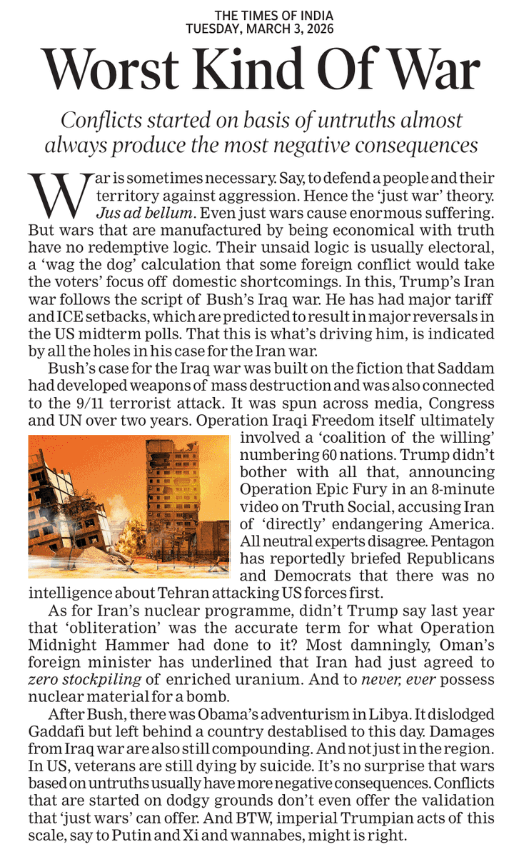 Everything points to a monumentally pointless war started by the US ...