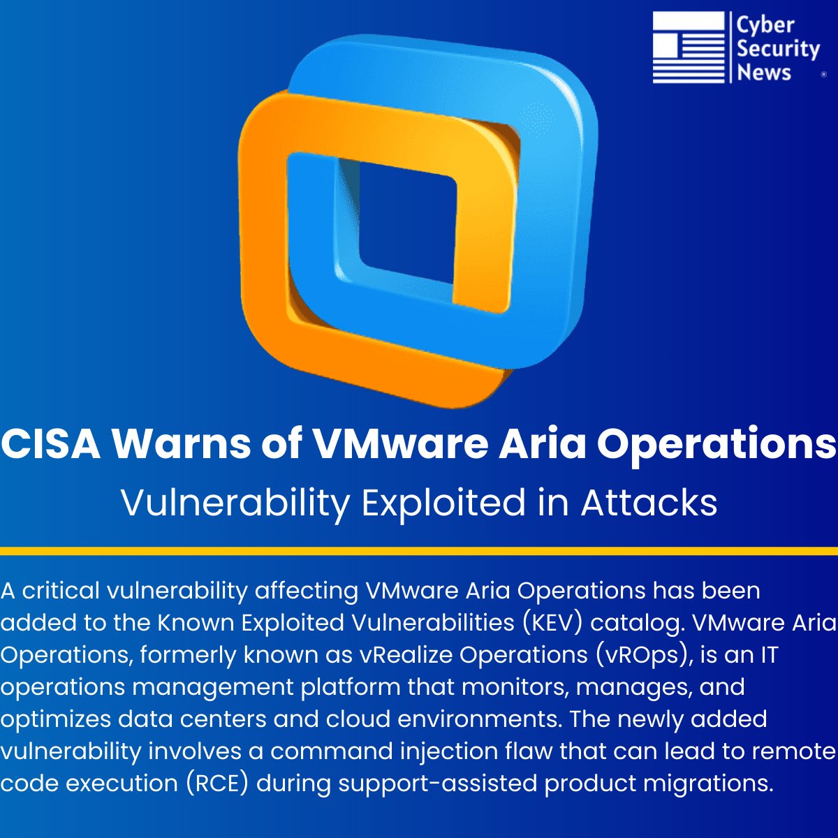 ⚠️ CISA Warns of VMware Aria Operations Vulnerability Exploited in ...