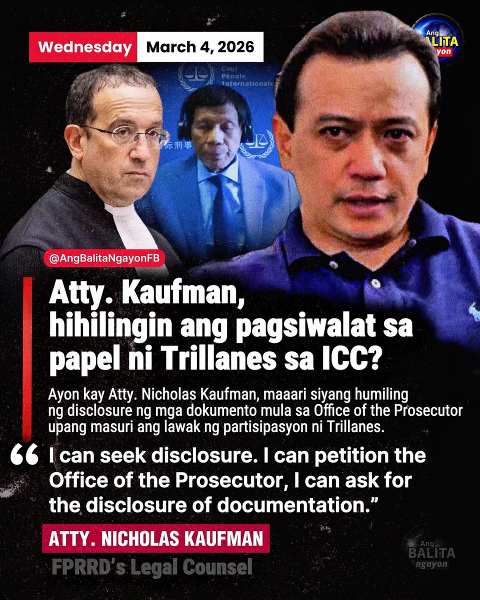 ATTY. KAUFMAN, HIHILINGIN ANG PAGLALANTAD NG MGA DOKUMENTO KAUGNAY NG ...