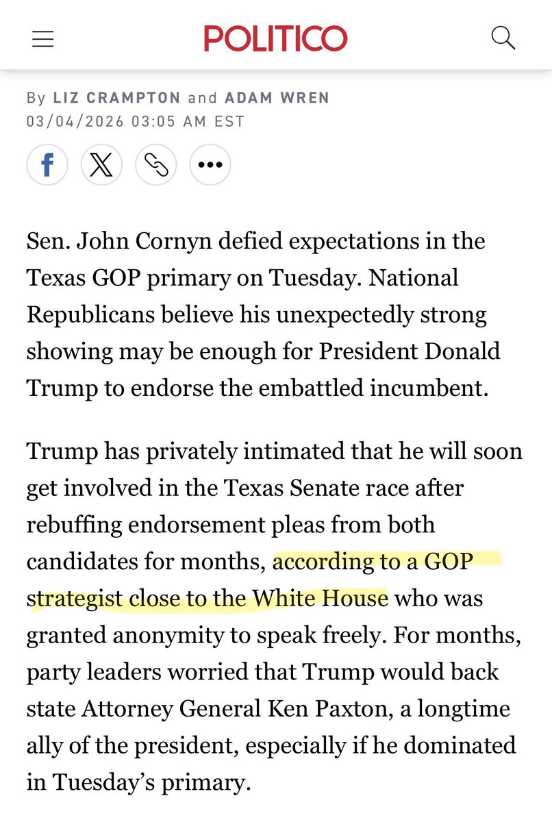 Last week, Cornyn’s campaign chief Chris LaCivita confirmed in texts to ...