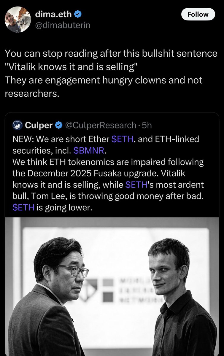 🚨 VITALIK’S FATHER JUST RESPONDED TO THE ETH SHORT ATTACK Culper ...