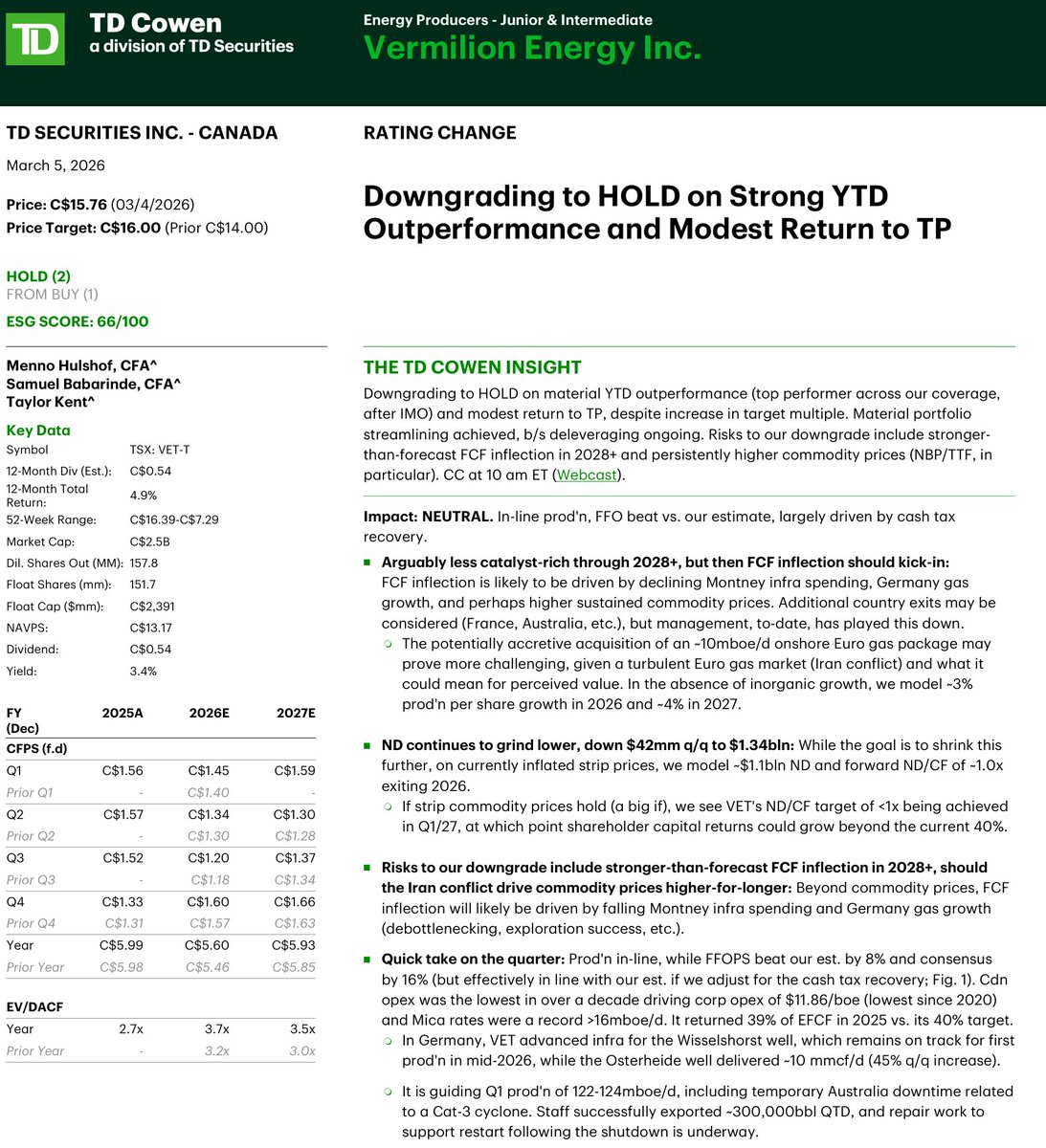 Vermilion Energy's 4Q25 DJ: "4Q25 first take: “That Thing You Do!”—VET ...