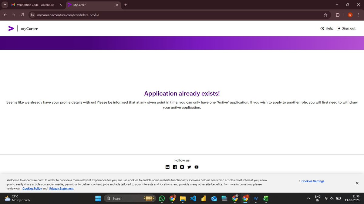 If you're applying on the Accenture India Careers Portal and keep ...