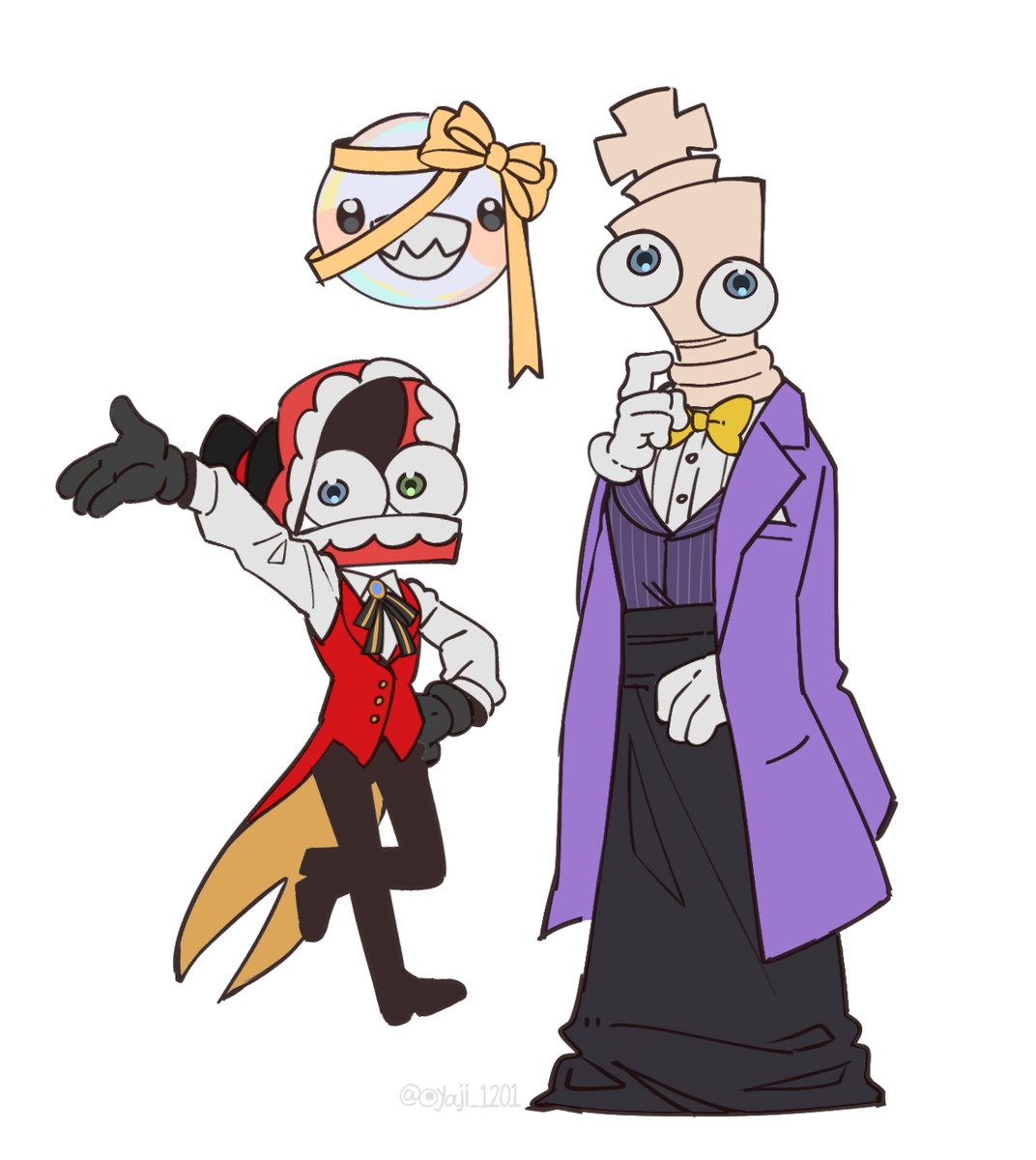 Caine and Kinger in party outfits too…