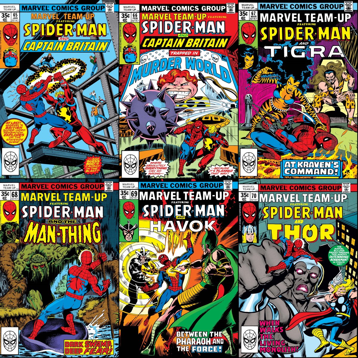 Marvel Team-Up #65-70 cover dated January-June 1978.