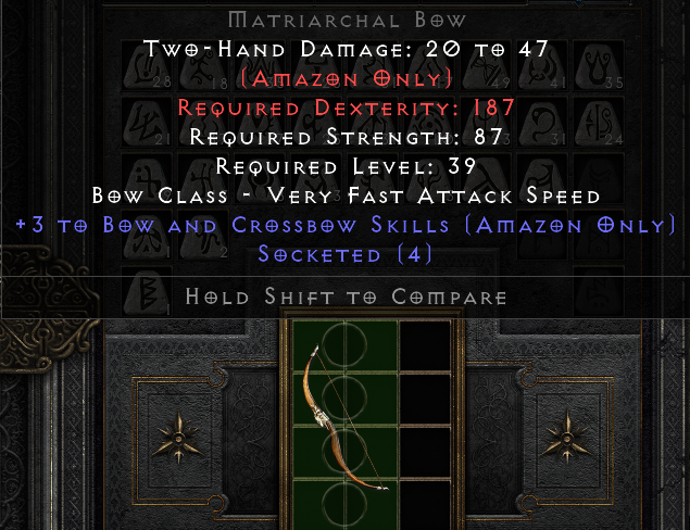 Eth 3 soc Spired Helm 2 Bow 20 IAS Gloves Andariel's Visage (アンダリエルの面 ...