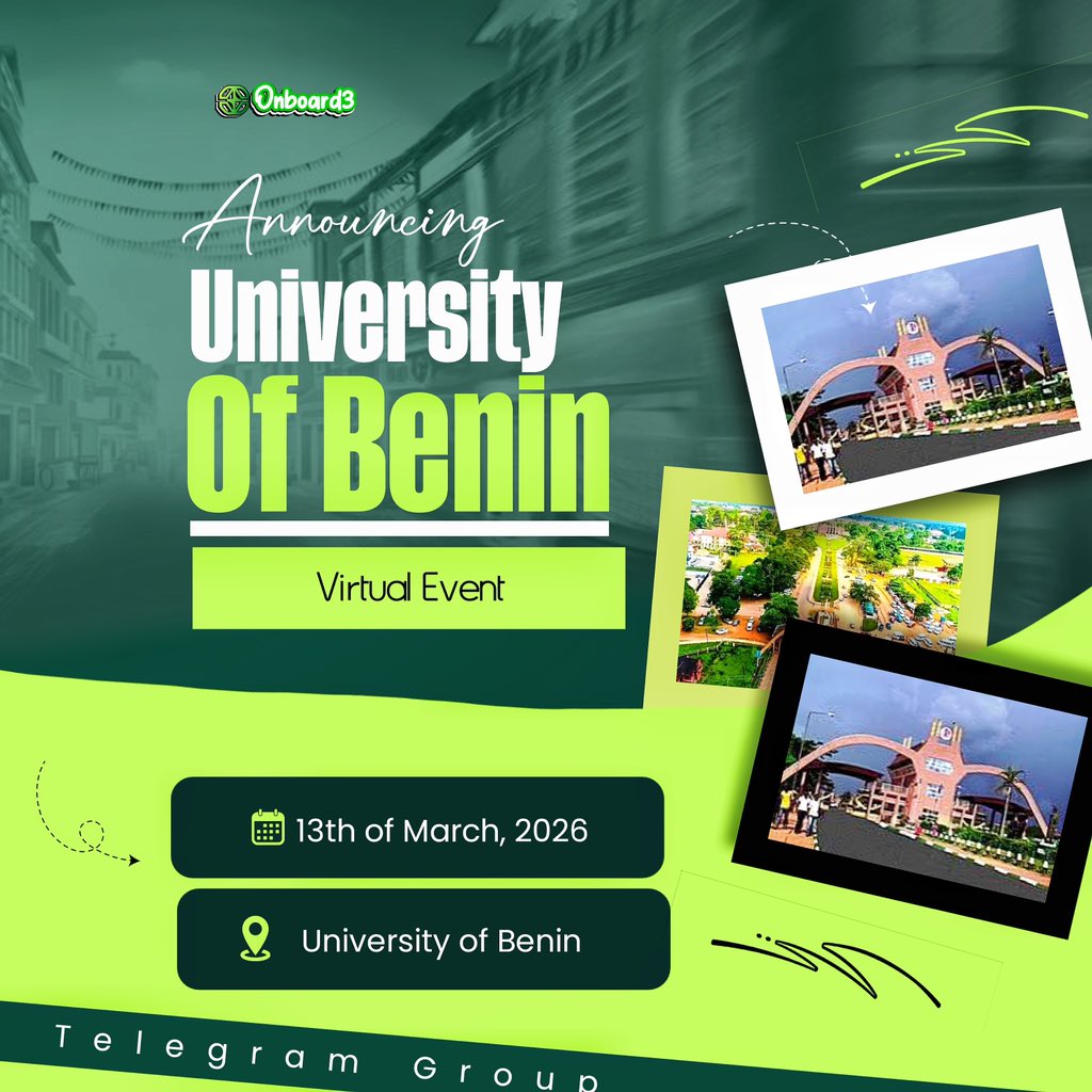 University of Benin, this one is for you.💚 📅: March 13th 📍: Telegram ...