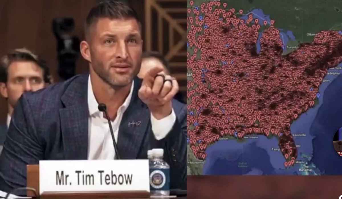 Tim Tebow showed Congress a map with 338,000+ unique U.S. IP addresses ...