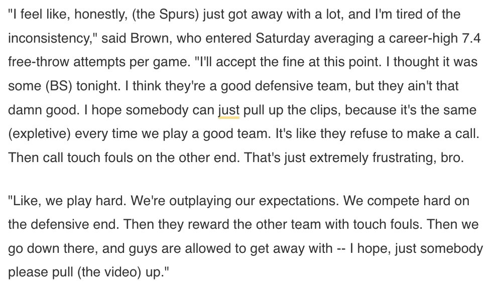 This was Brown after the Celtics' last game against the Spurs. I ...