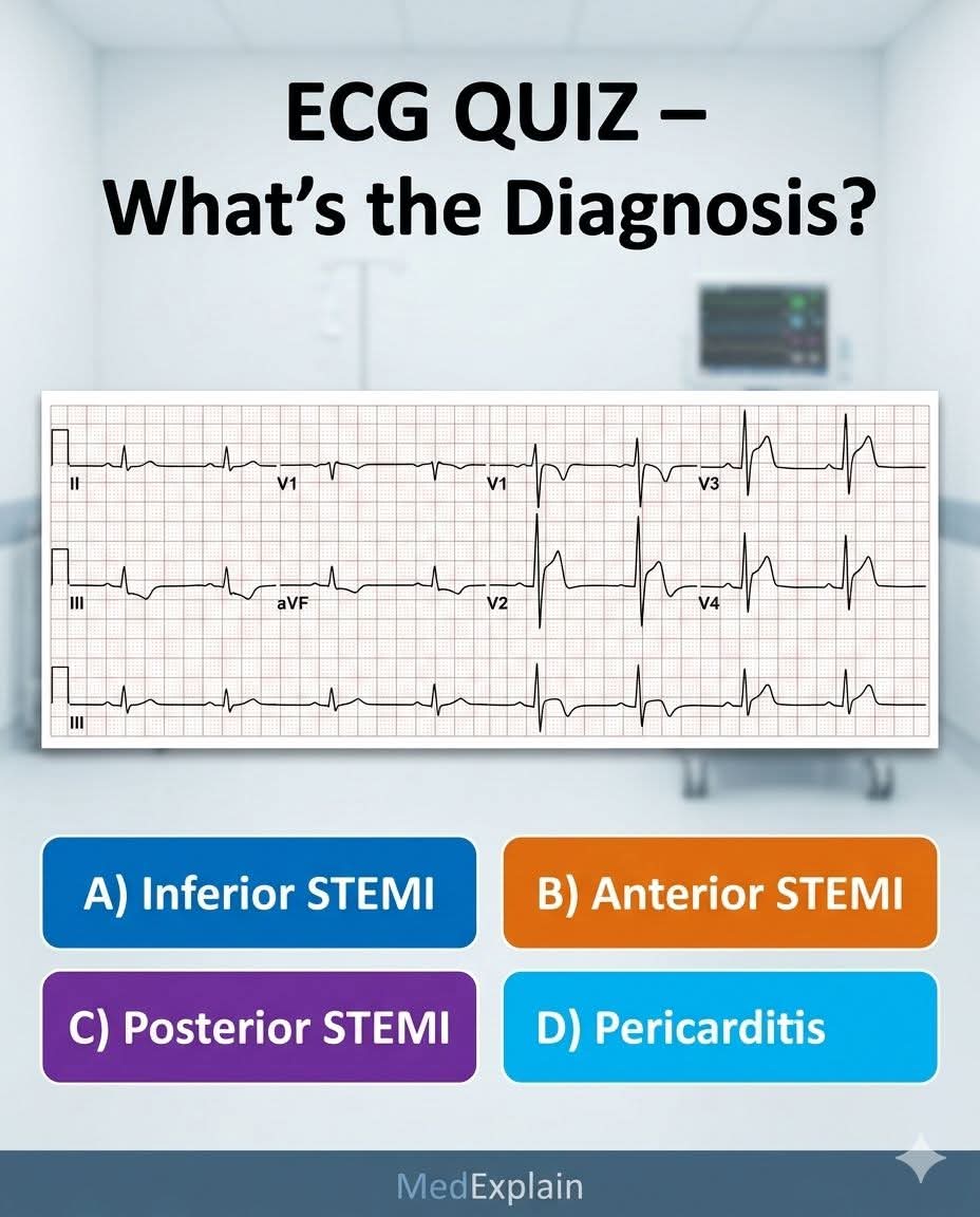 ECG Challenge! A 55-year-old man presents with sudden chest pain ...