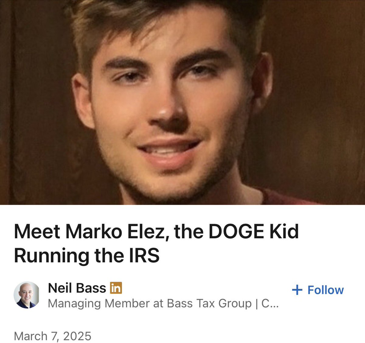 Based on reports from early 2026, Marko Elez, a 25-year-old staffer for ...