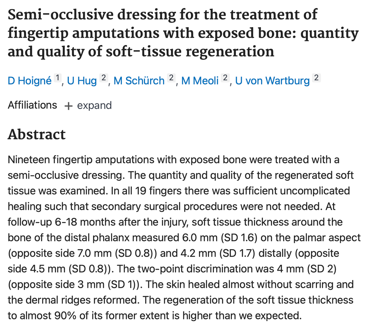 A 2014 paper reported better fingertip healing with minimal treatment ...