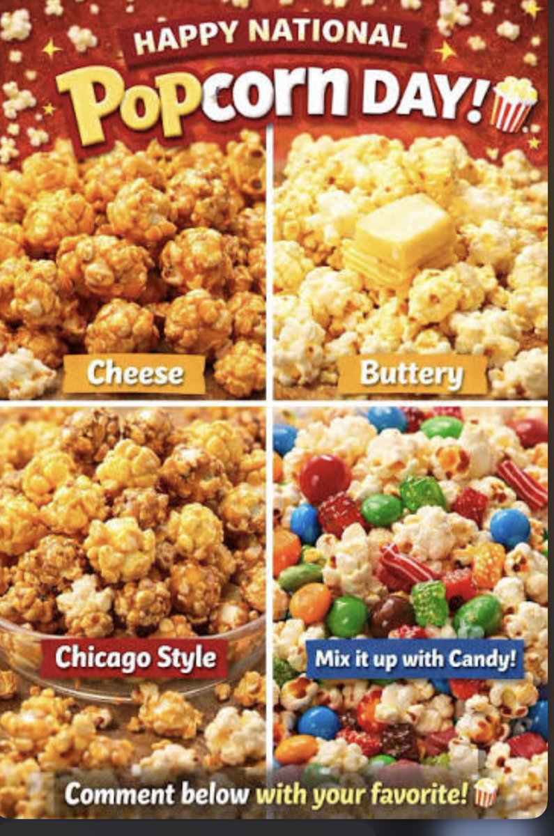Happy National Popcorn Day! 🍿What’s your favorite flavor of popcorn ...