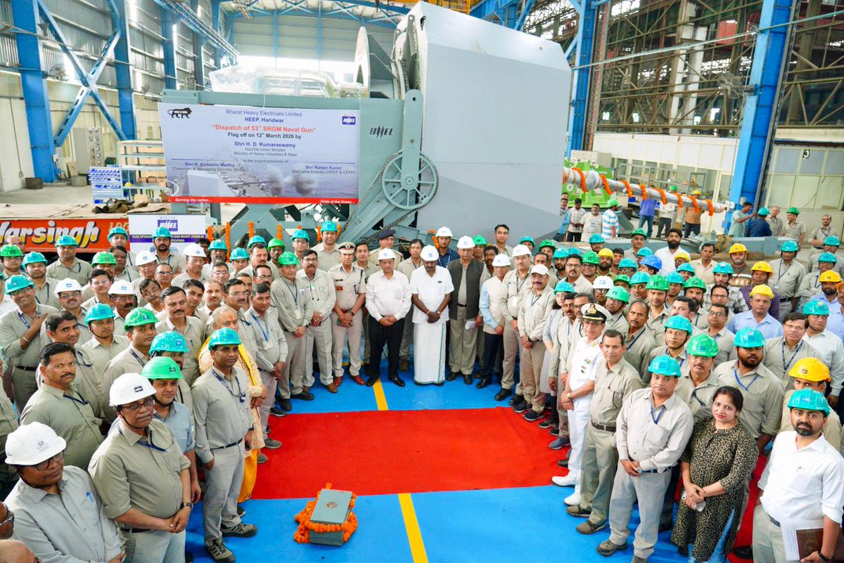 53rd Upgraded Super Rapid Gun Mount (SRGM) for the Indian Navy flagged ...