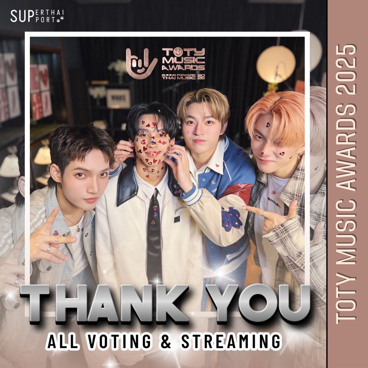 จบลงไปแล้วกับการโหวต 𝐓𝐎𝐓𝐘 𝐌𝐔𝐒𝐈𝐂 𝐀𝐖𝐀𝐑𝐃𝐒 𝟐𝟎𝟐𝟓 ทุกคะแนนโหวตคือกำลังใจ ทุก ...