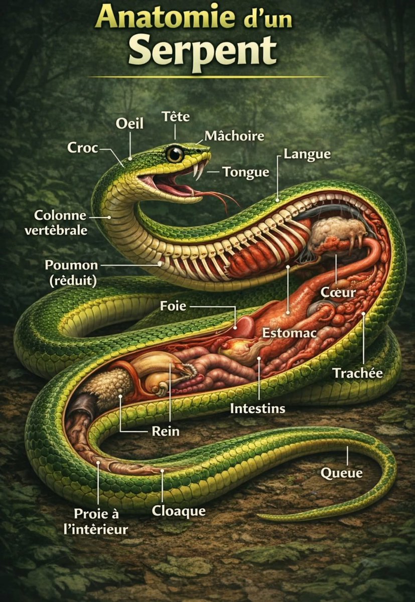 Anatomie d’un serpent 🐍 1️⃣ La tête et les sens La tête contient les ...