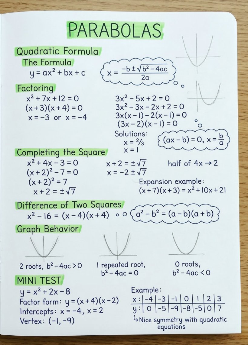 Quadratic Equations & Parabolas