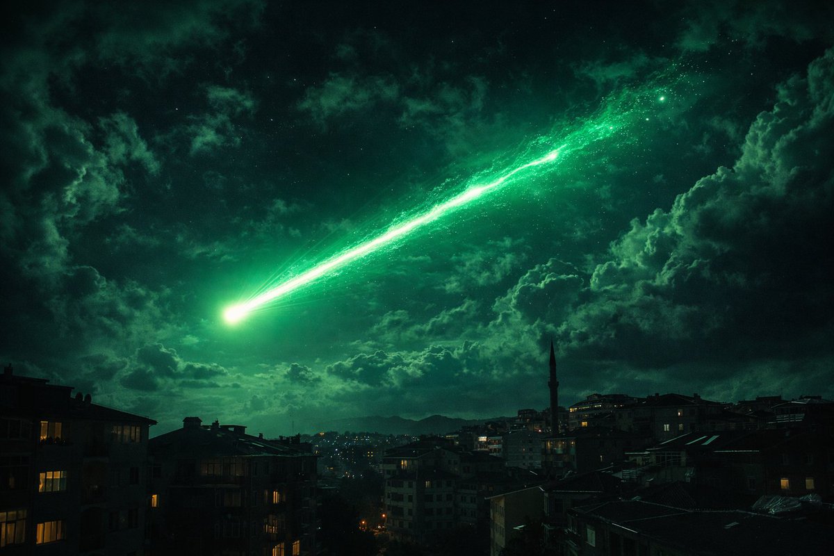 ☄️ That green color identifies it precisely. It's a fireball a meteor ...