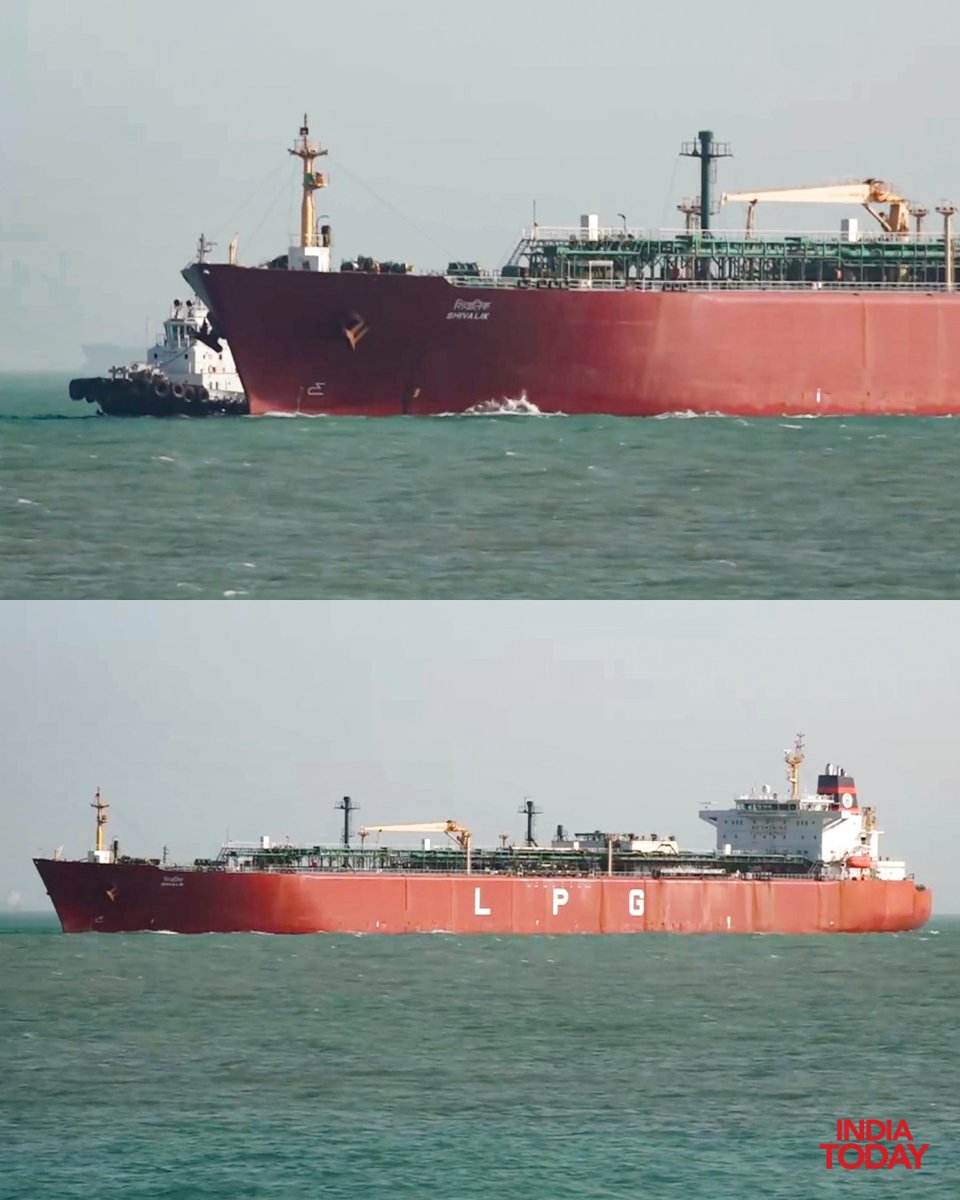 An LPG tanker, Shivalik, which crossed the conflict-hit Strait of ...