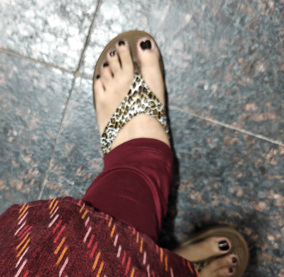 In other news, my daughter's got animal print chappal. And they are ...