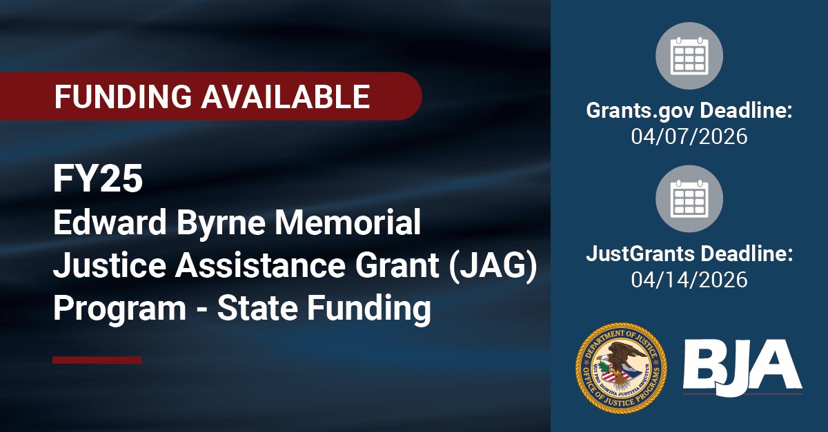 NEW #OJPFUNDING ALERT | @DOJBJA’s FY25 Edward Byrne Memorial Justice ...