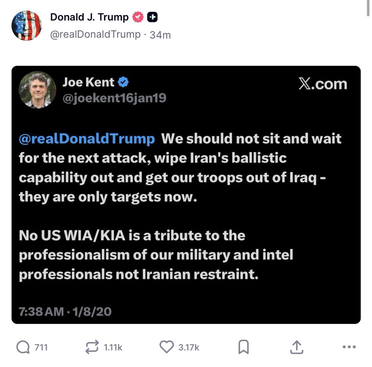 BREAKING: President Trump highlights Joe Kent’s post from 2020 where ...