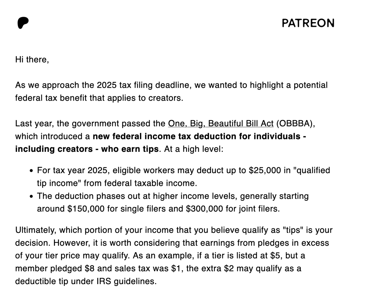 Patreon sending out emails today with guesses about how much of your ...