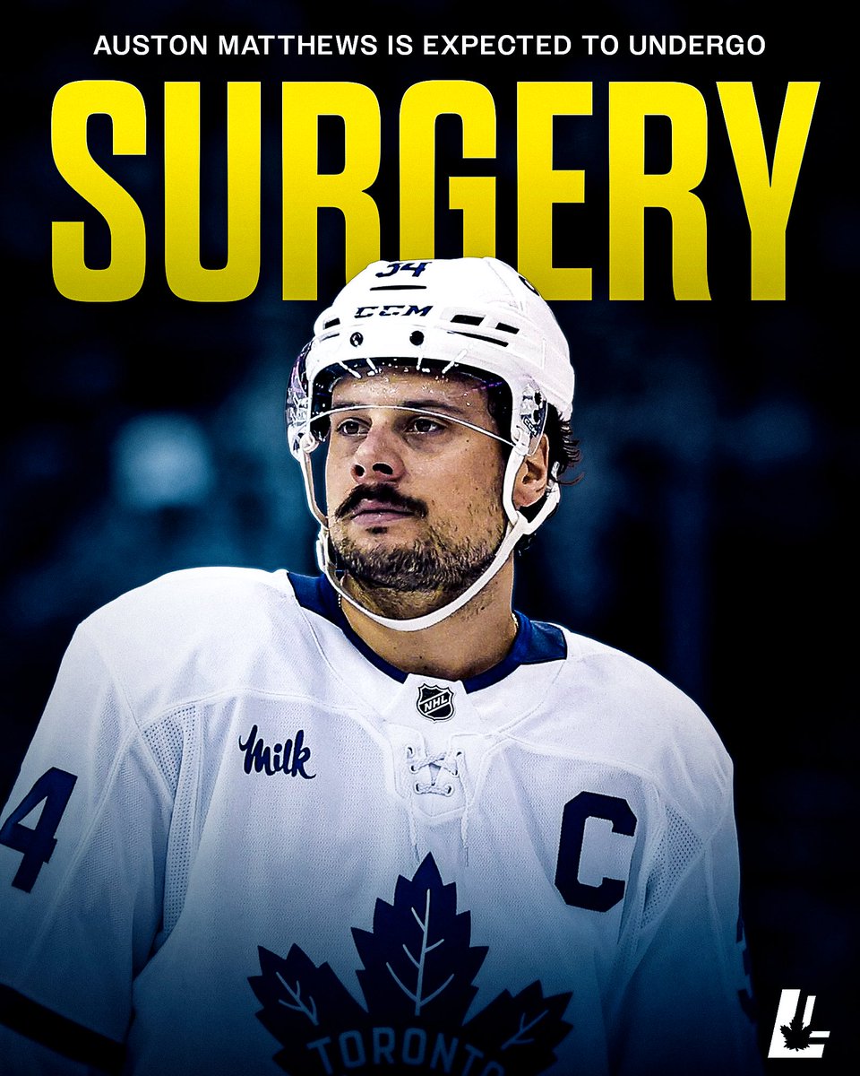 🚨 Surgery is expected “to be part” of Auston Matthews’ recovery plan ...