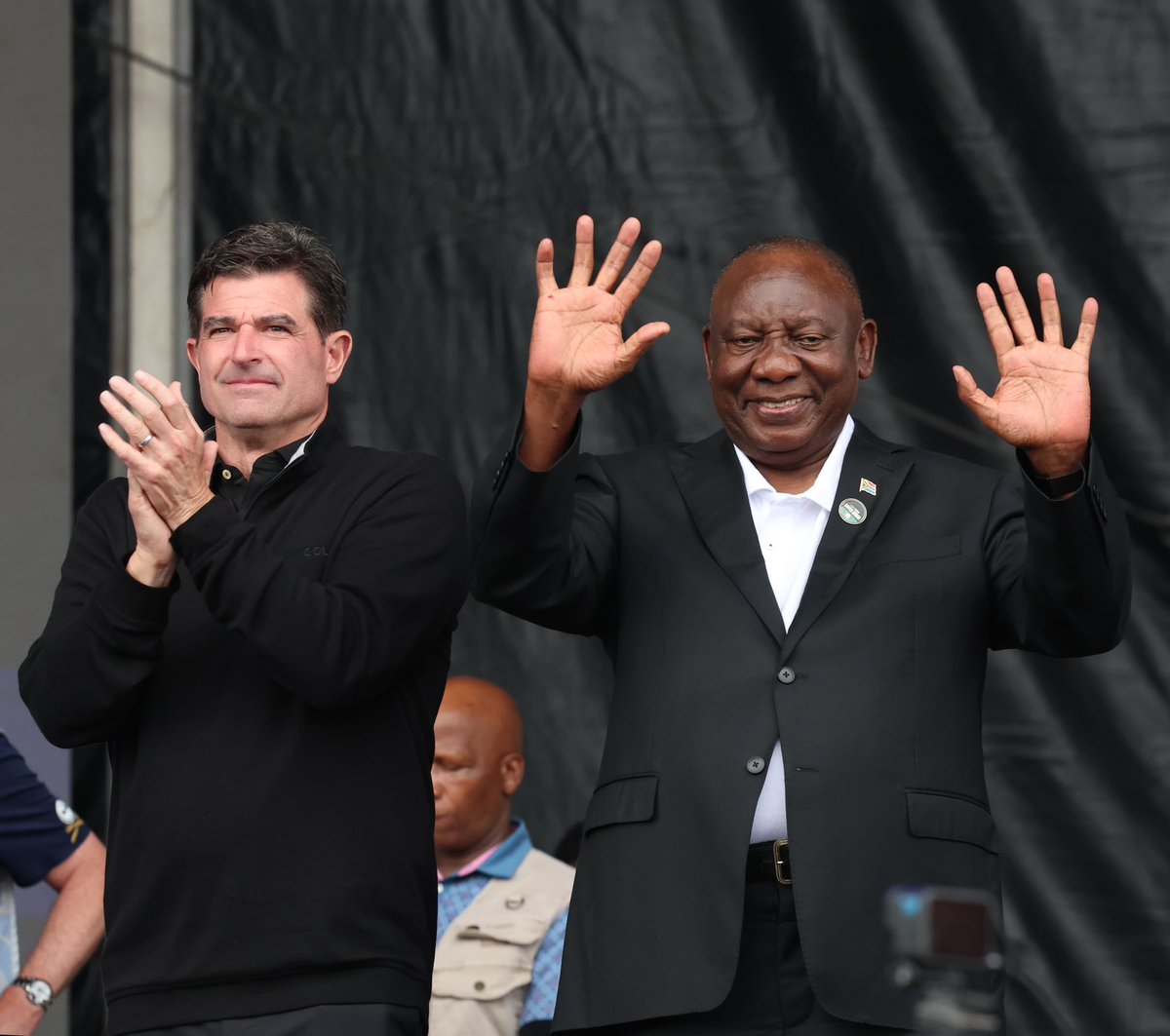 The trophy presentation podium party included President Ramaphosa and ...