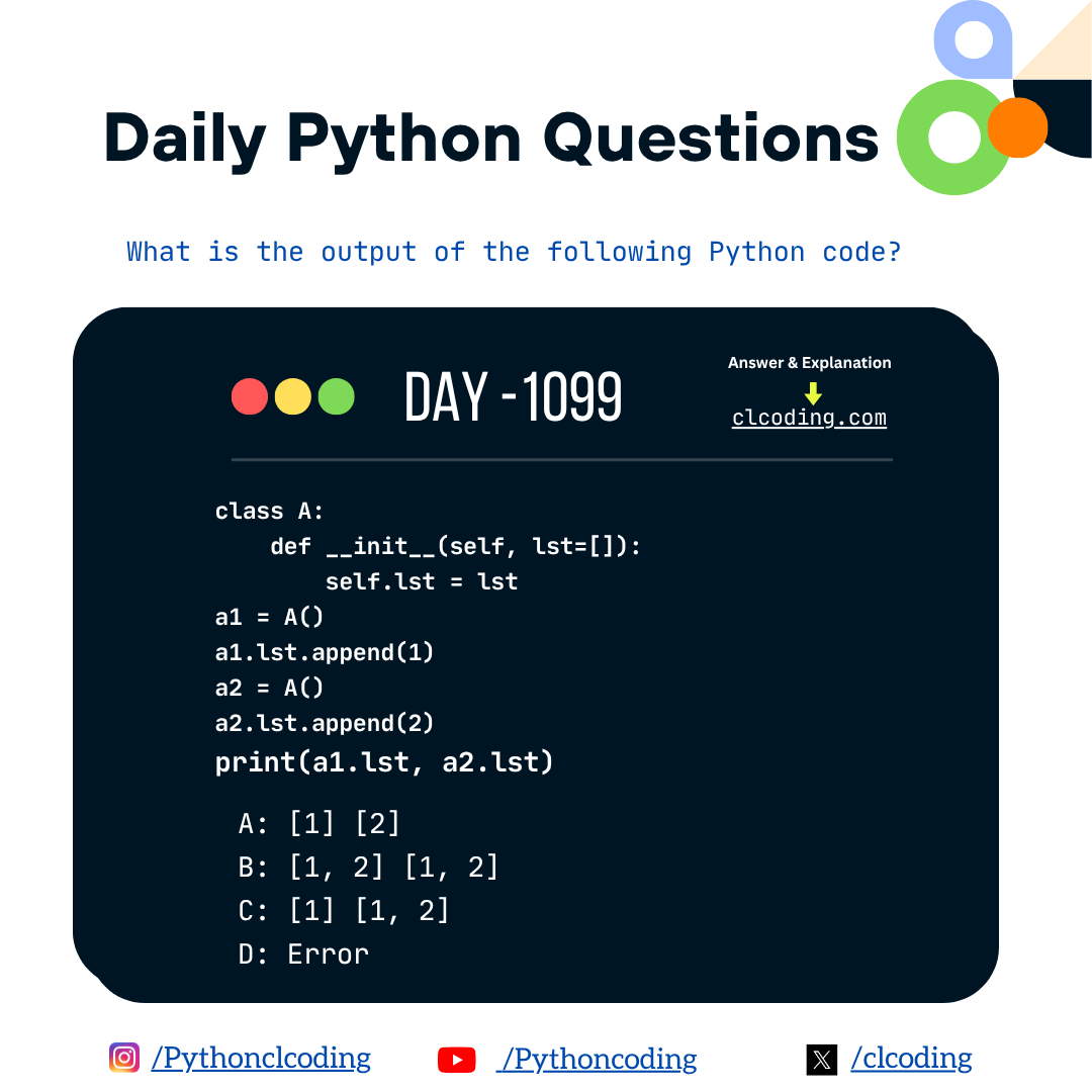Python Coding challenge - Day 1099| What is the output of the following Python Code? Answer with ...