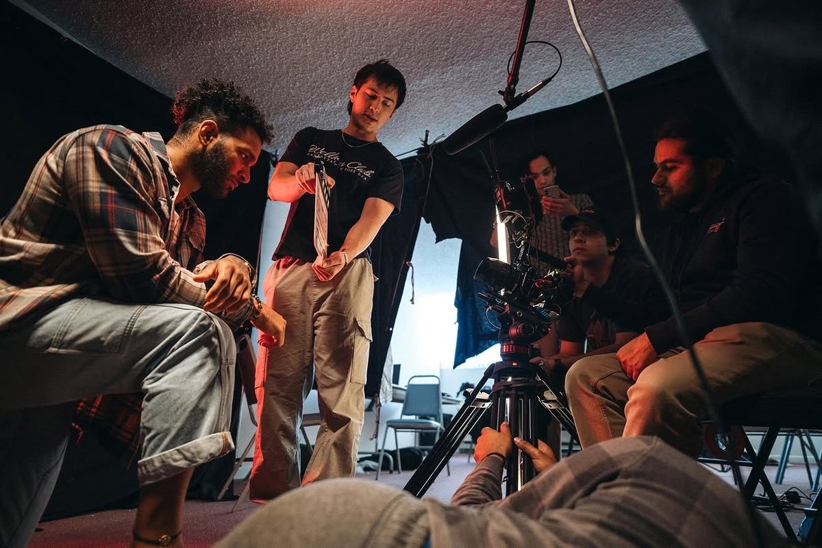 Hudson Williams with the cast and crew of the short film ‘New Blood ...