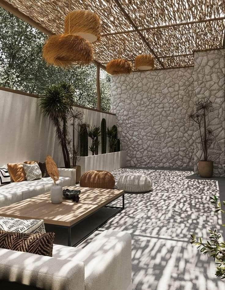 These organic screens and canopies show how simple materials like ...