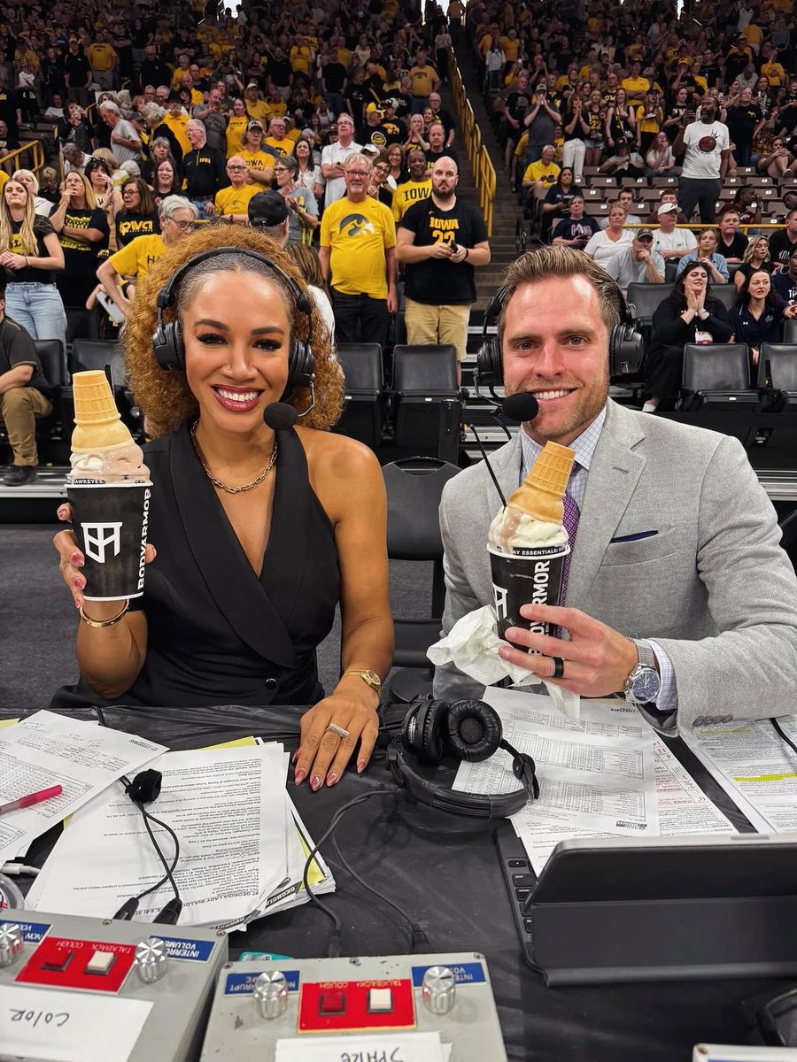 Staying cool on the broadcast w/ a Carver Cone at Carver Hawkeye Arena ...