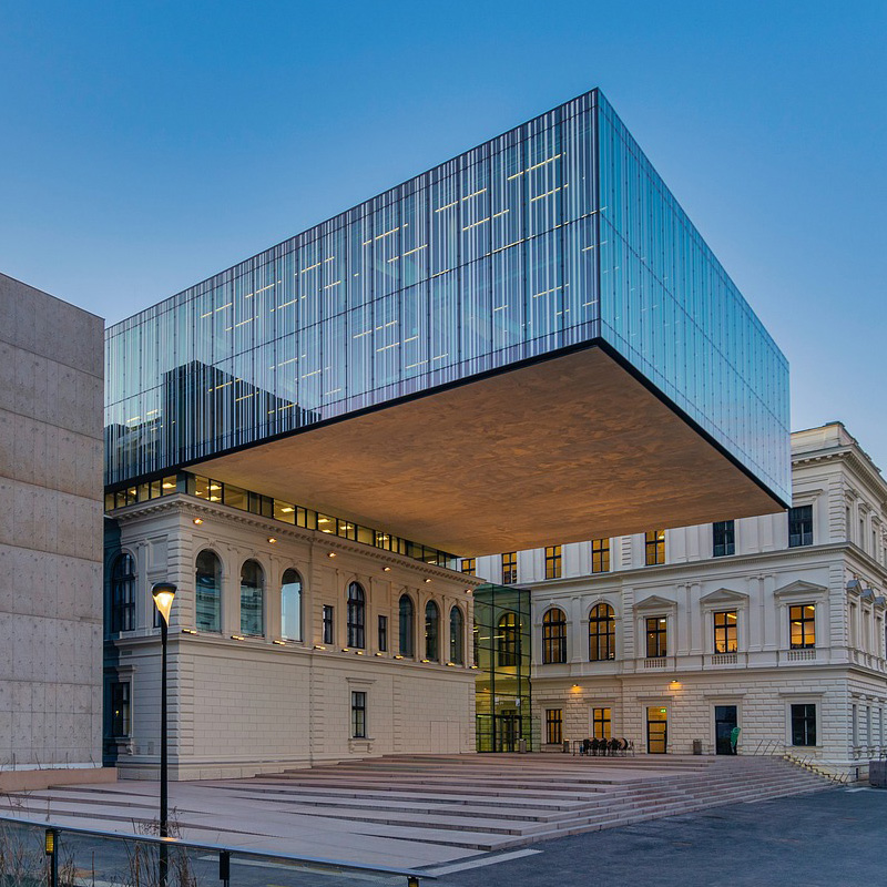 The extension of the Graz University Library, completed in 2020 ...