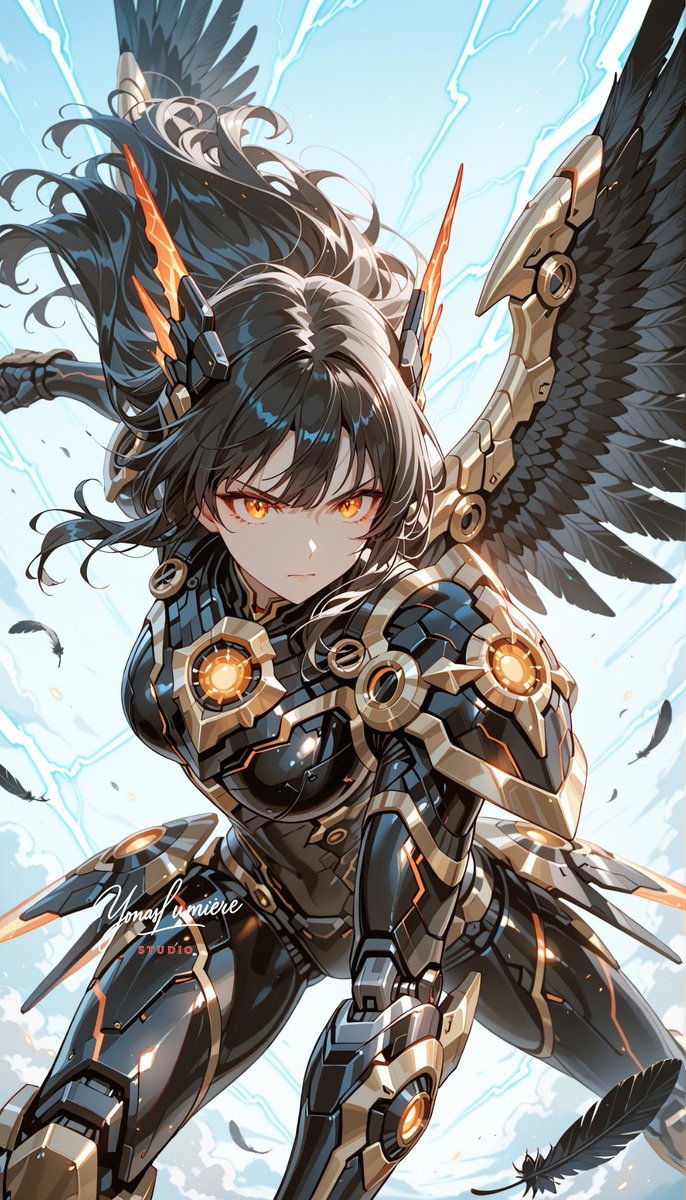 Garudaya Astra — a Garuda-inspired mechamusume soaring with radiant ...