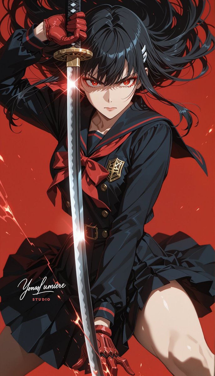 Satsuki Kiryuin — commanding and elegant in a sleek black seifuku, her ...