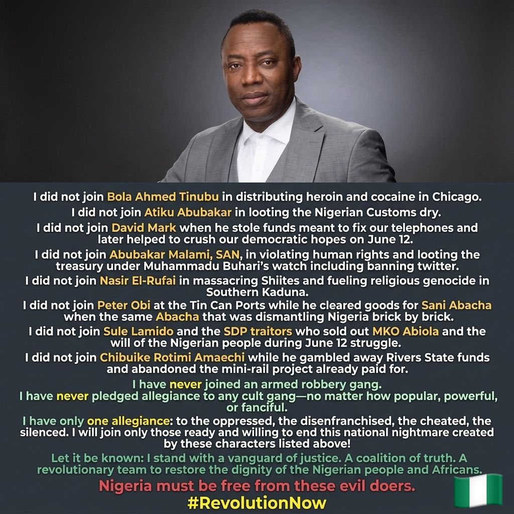 I did not join Bola Ahmed Tinubu @officialABAT in distributing heroin ...