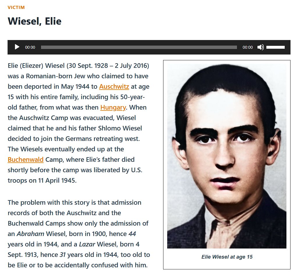 Revisionist Holocaust Encyclopedia entry of the day: Wiesel, Elie Read ...