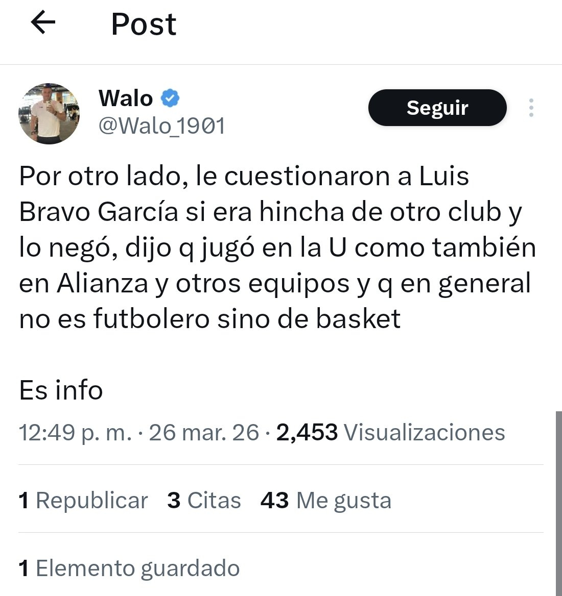 Le cuestionaron si era hincha de la Vocal, lo niega.... ¿Y le crees ...