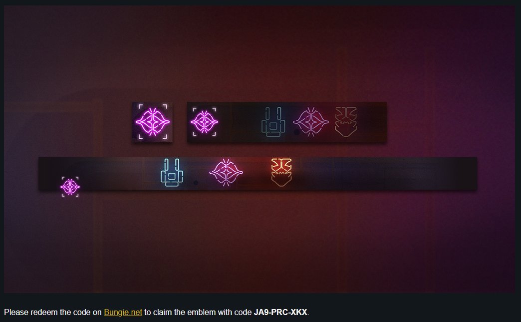 Fellow Destiny peeps drop the emblem code into Bungie net to pick up a ...