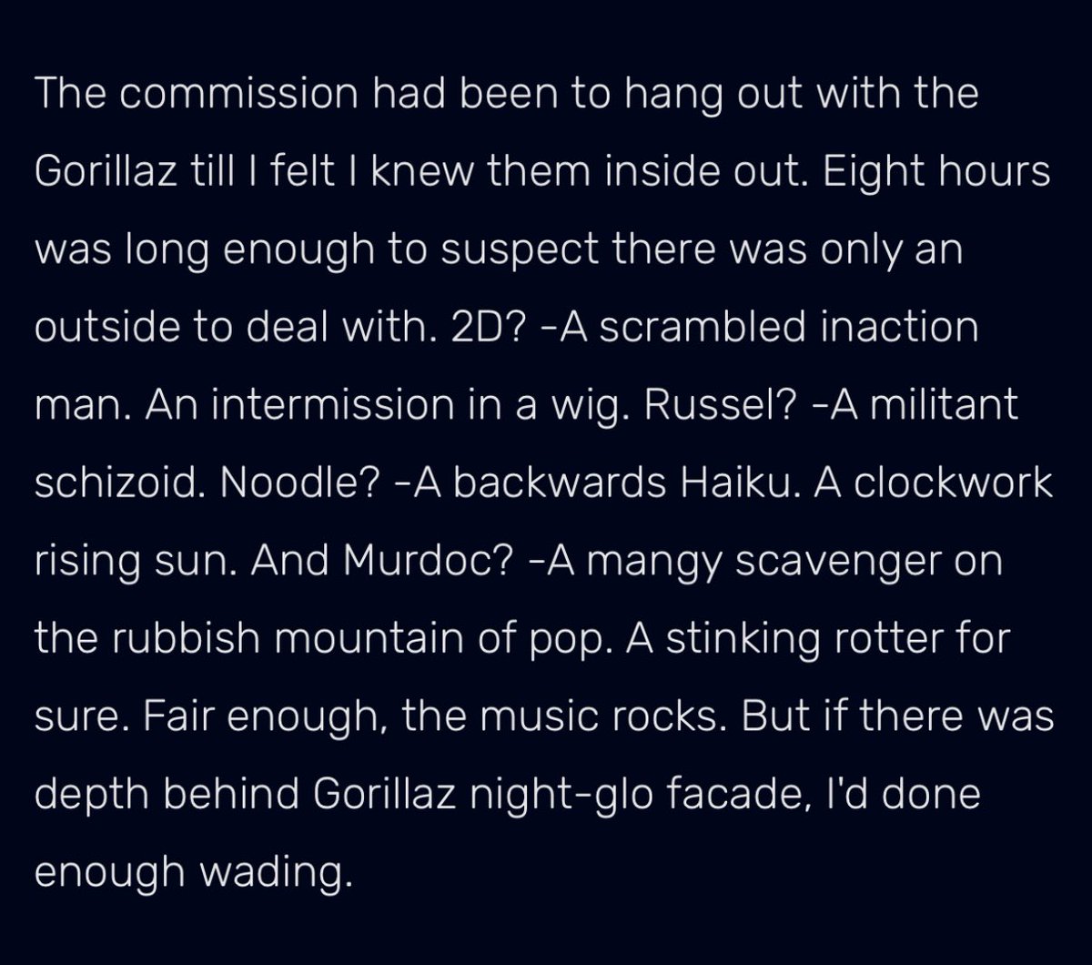 It mostly shows in early written interviews but I think people ...